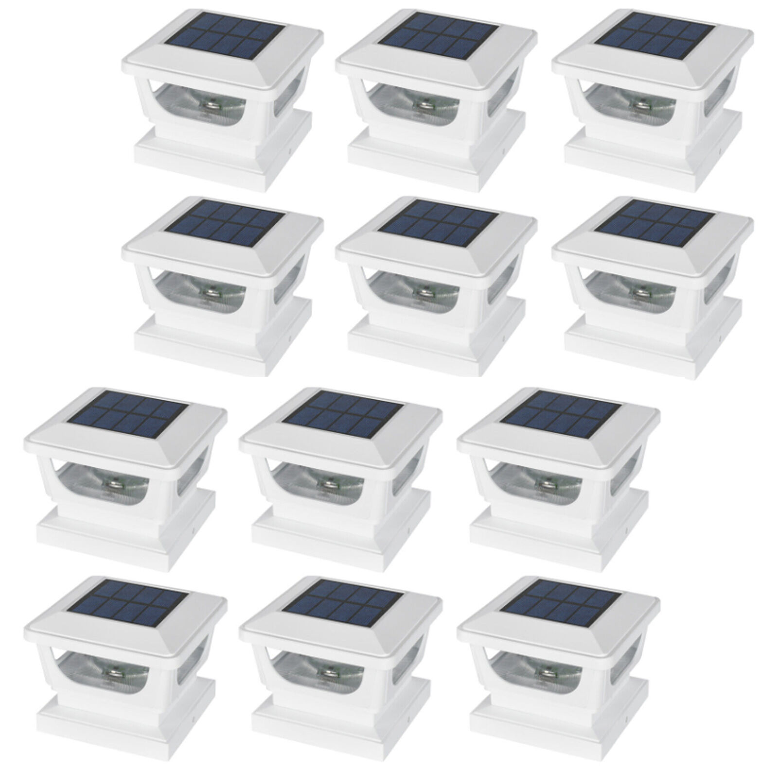 12pack LED Solar Post Lights Outdoor Garden Fence Deck Cap Waterproof ...