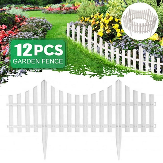 12-Pack Plastic Garden Border Fence Panels, Landscape Edging Yard Decor ...
