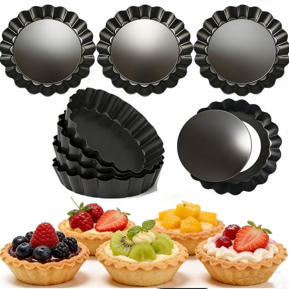 12packs Mini Tart Pans 4 Inch Pan Removable Bottom Round Nonstick ...