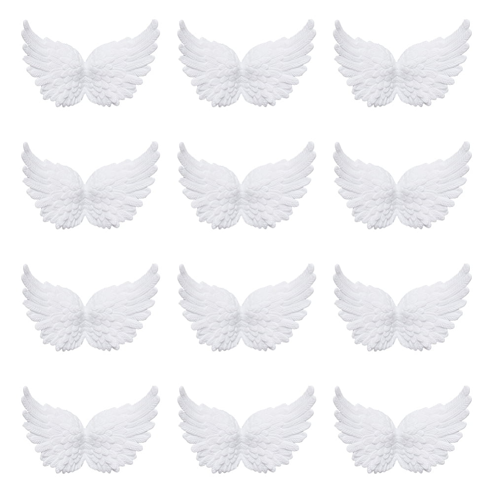 12pc 12PCS 3" 3D Mini White Feather Plastic Angel Wings Small Christmas ...