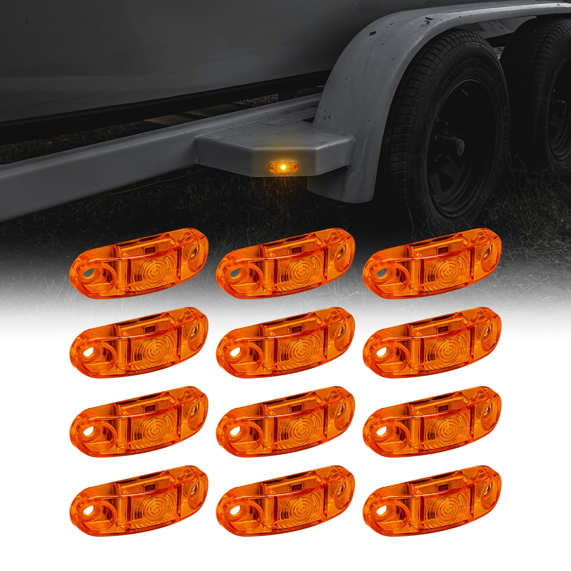 12pc 2.5" Amber LED Side Marker Light for Trailers DOT FMVSS 108 SAE ...