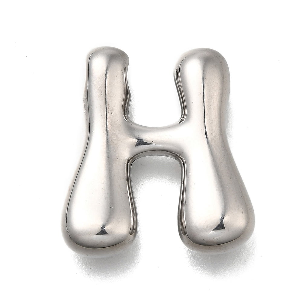 12pc 304 Stainless Steel Pendants Letter Charm Anti- Letter H 23x20x5 ...