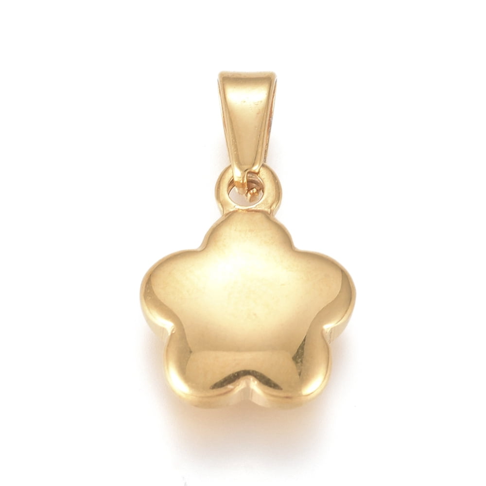 12pc 304 Stainless Steel charms Flower Golden 14x11x3.5mm Hole: 2.5x5mm ...