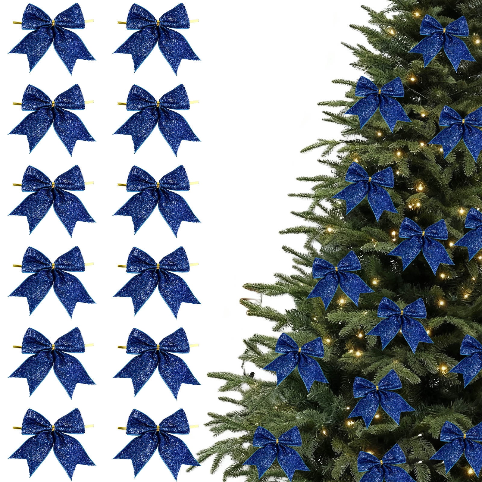 12pc Christmas Bow Decorations 9cm Mini Small Christmas Tree Hanging ...