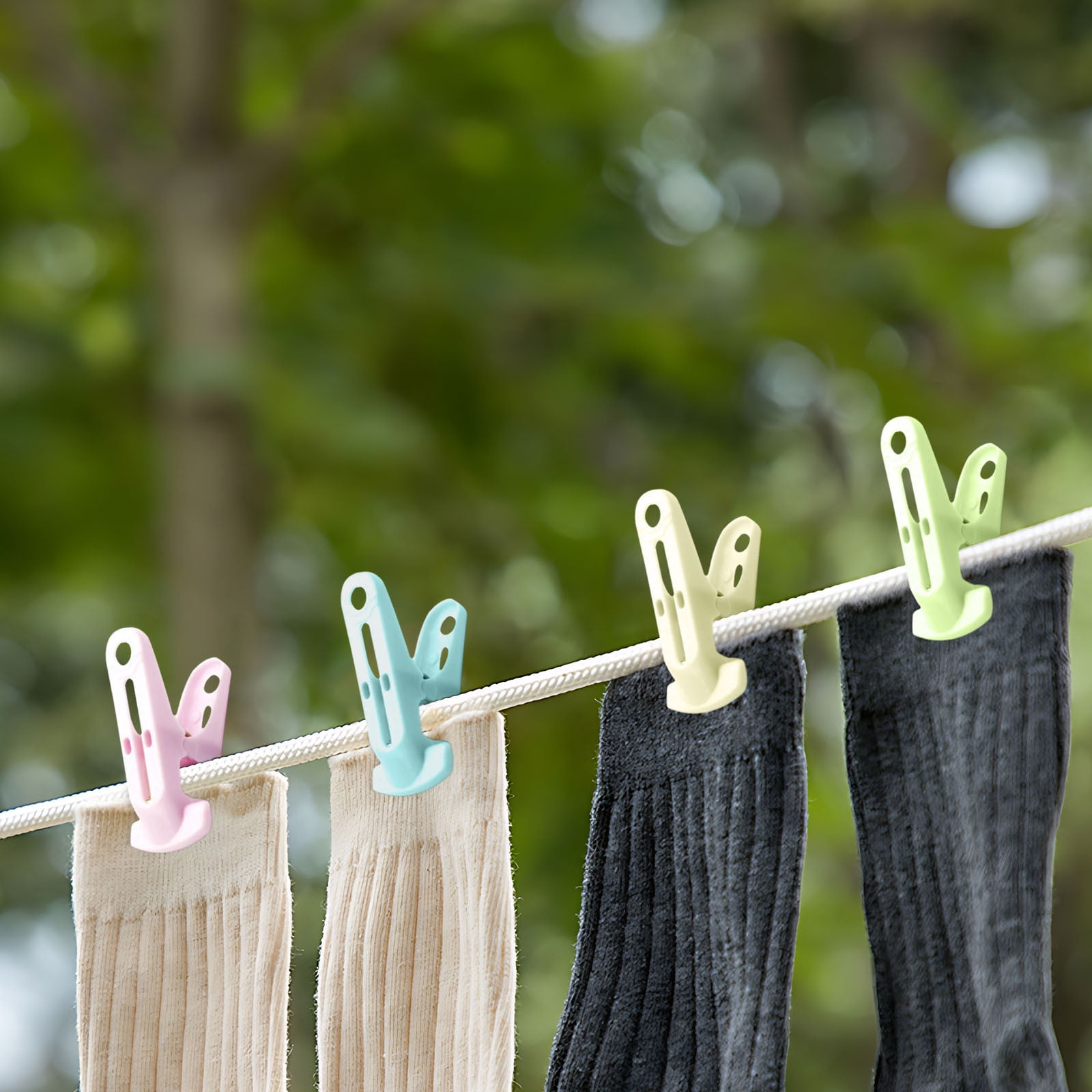 12pc Colorful Plastic Clothesline Clips - Windproof Drying Clips with ...
