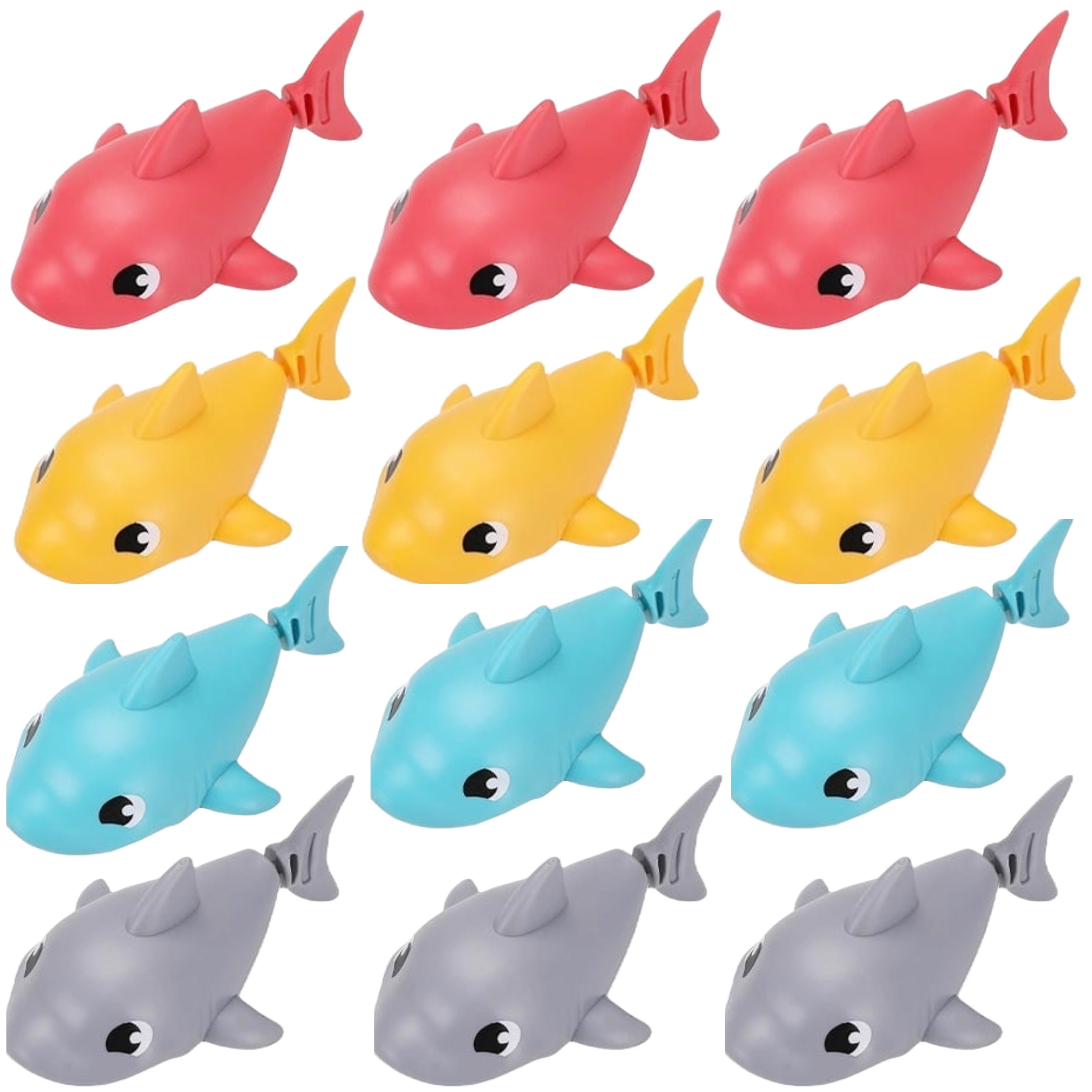12pc Floating Shark Bath Toys for Toddlers, Colorful Swimming Sharks ...