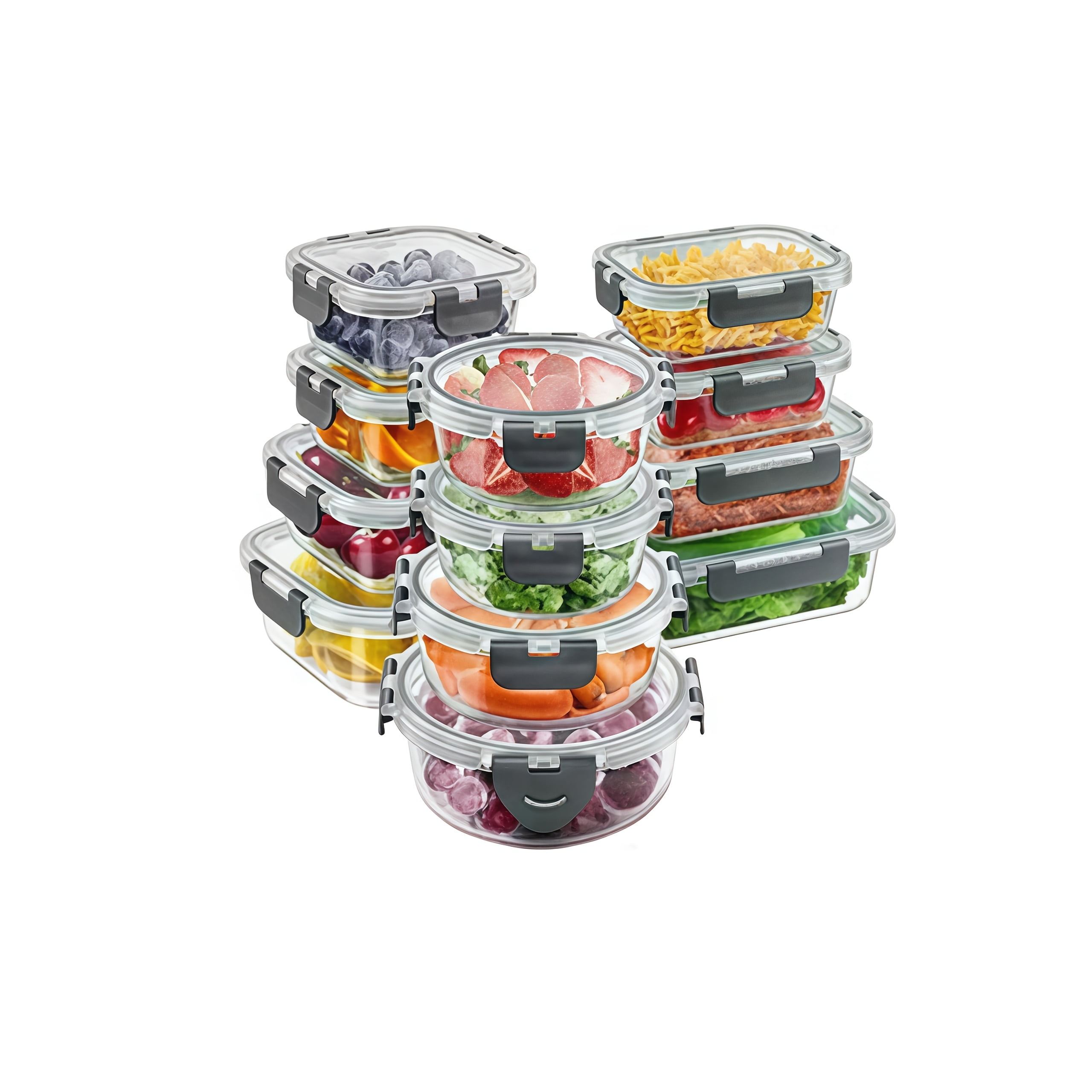 12pc Glass Lunch Box Set - Airtight & Microwave/Dishwasher/Freezer Safe ...