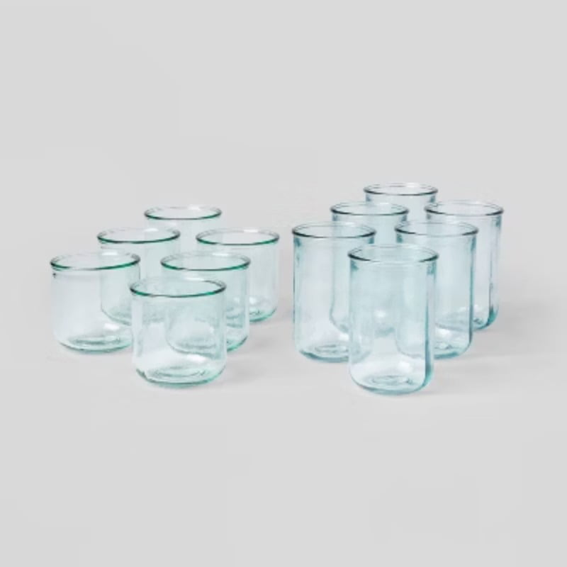 12pc Glass Potomac Double Old-Fashioned Assorted Tumbler Set: Recycled ...