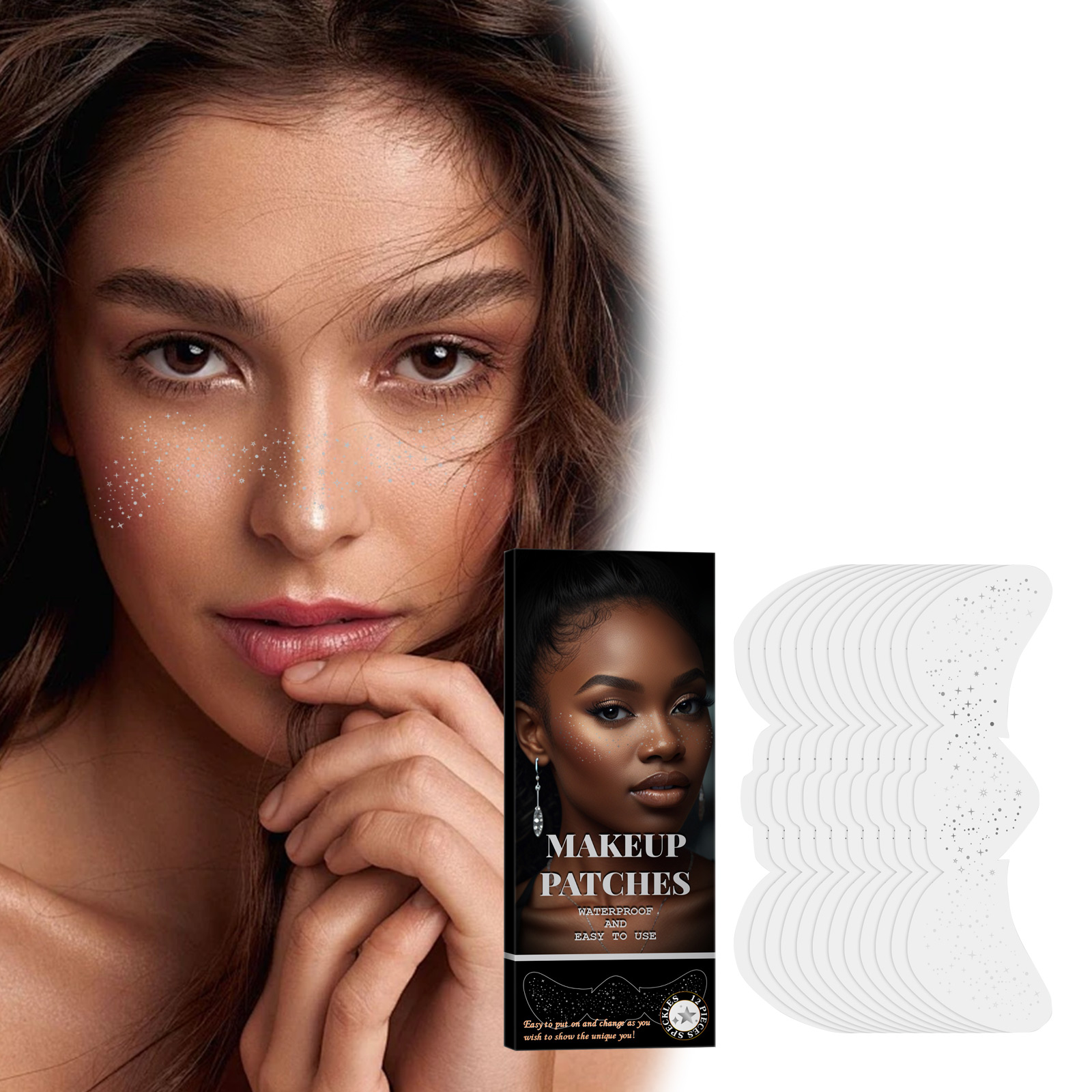 12pc Makeup Patches Instant Glow Cosmetic Face Glitter Cute maquillage ...