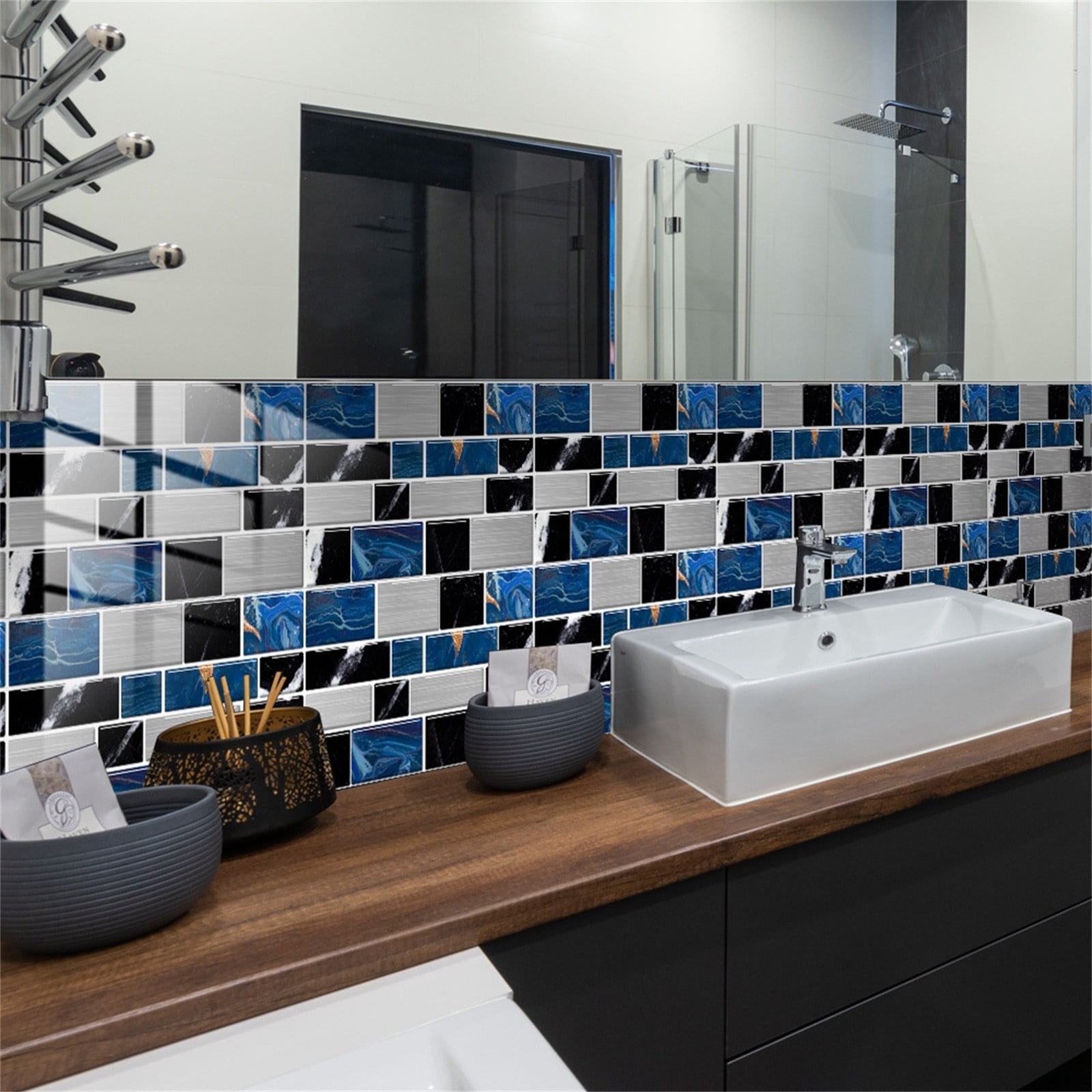 12pc Peel And Stick Ceramic Tile Paste 3D Lattice Ceramic Tile Paste ...