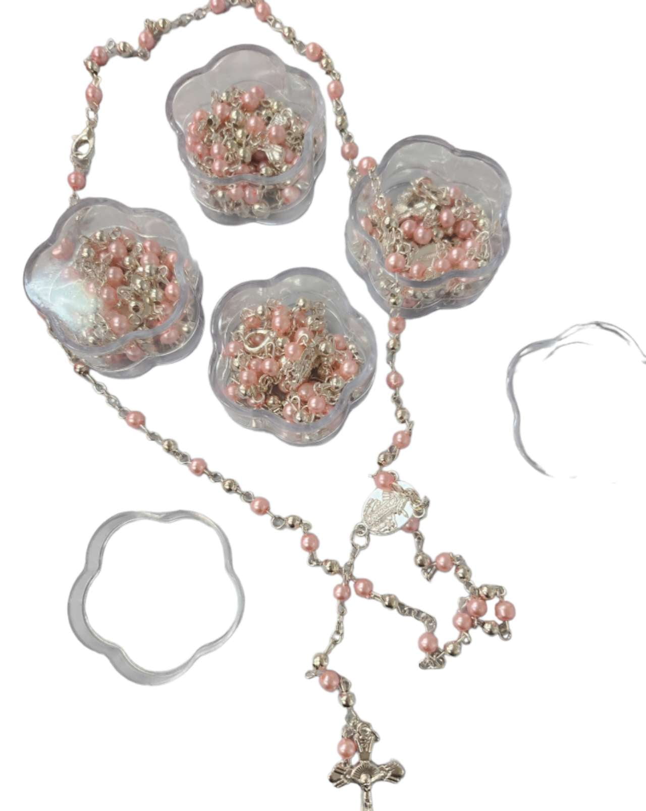 12pc Pink Rosary / Baptism Favor / First Communions , Wedding Shower ...