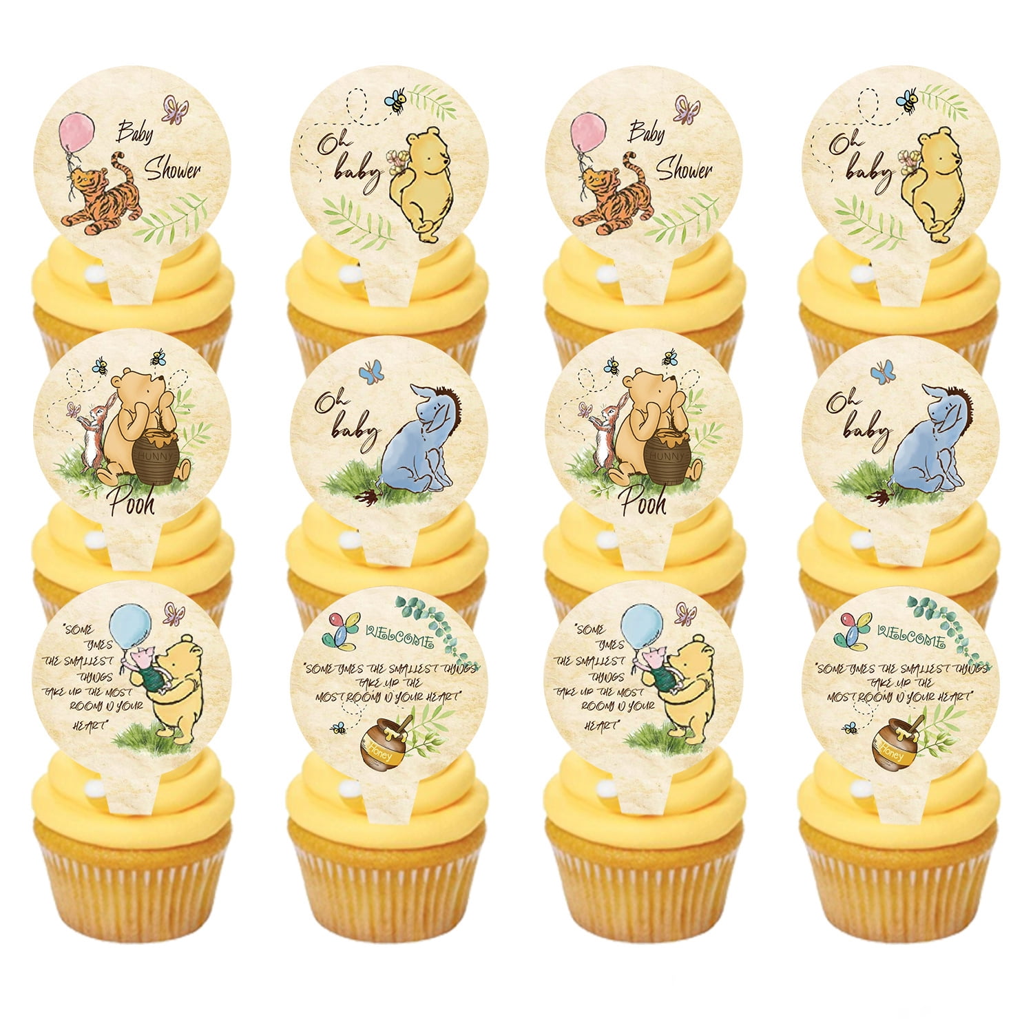 12pc Pooh Bear Cupcake Topper and Cupcake Wrapper Picks Party ...