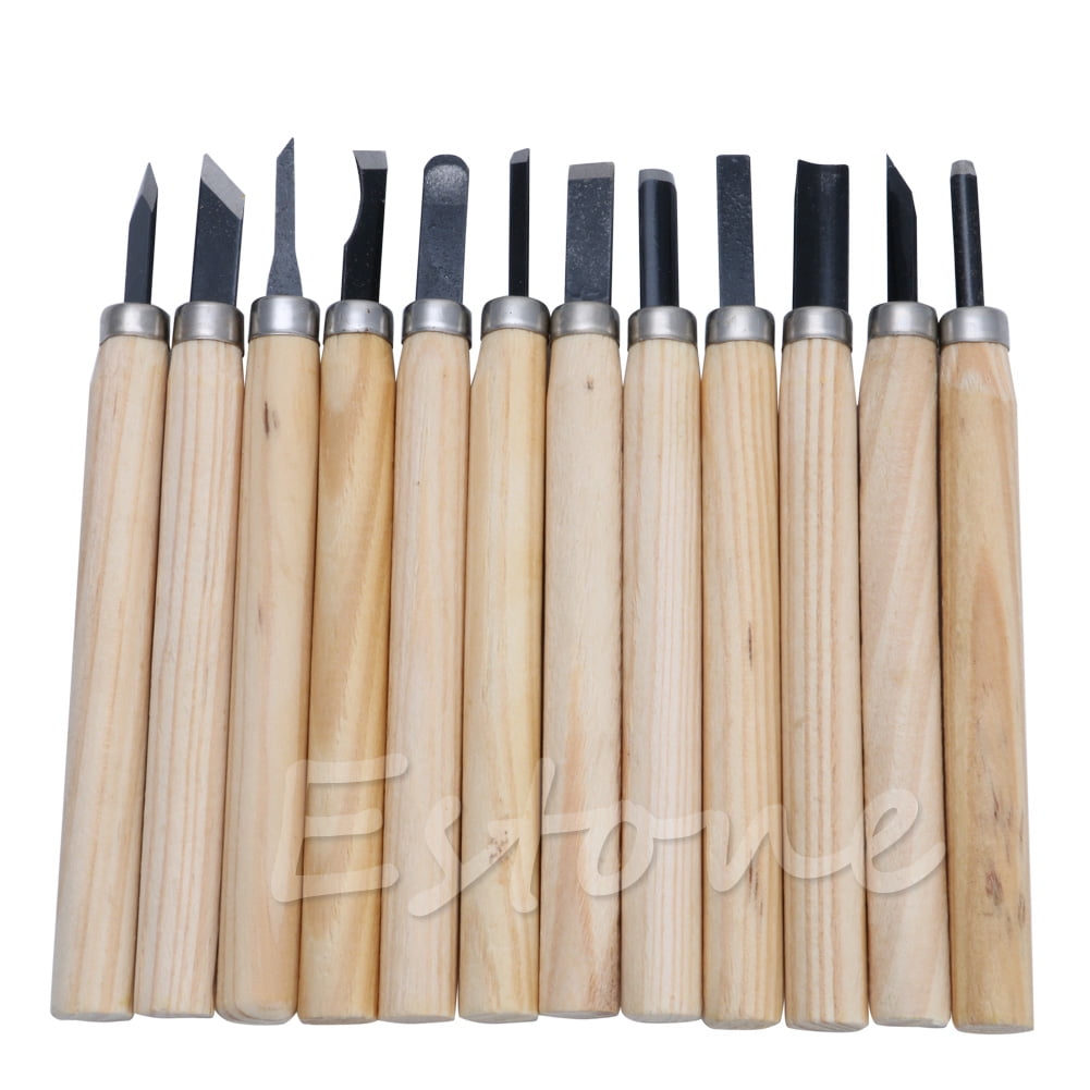 12pc Professional Wood Carving Hand Chisel Knife Tool Set Woodworkers ...