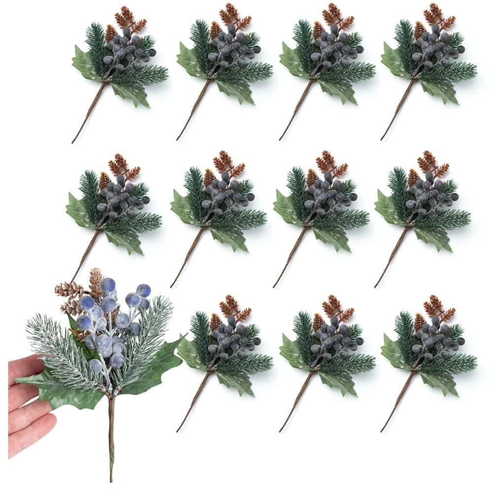 12pc Vinyl/Polysilk Winter Blueberry Picks - Christmas Decor - Factory ...