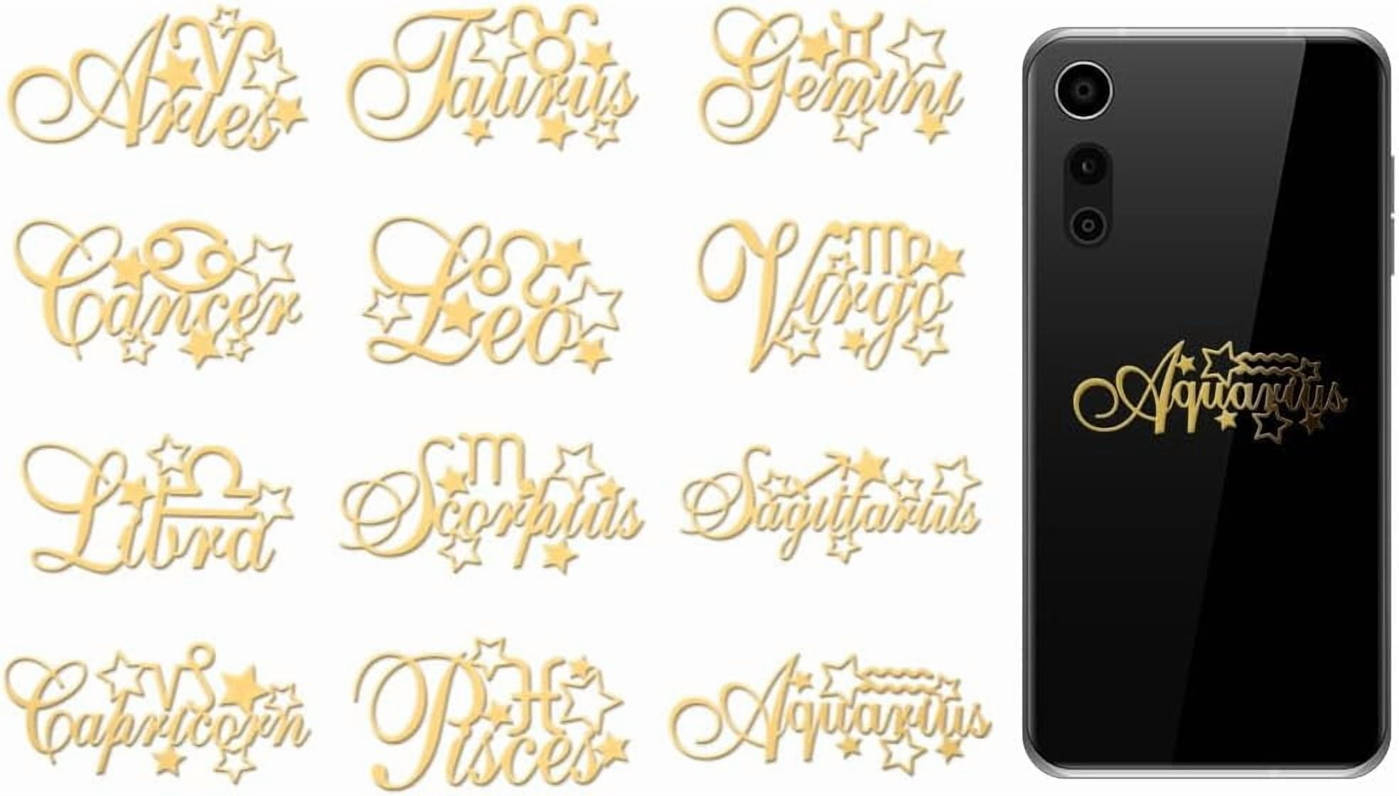 12pcs 1.6x1.6 inch Golden Metal Stickers 12 Constellation Metal Sticker ...