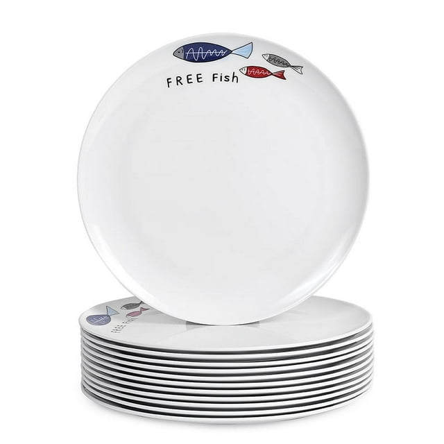 Outdoor 12pcs 10" Melamine Dinner Plate Sets, Lightweight, Unbreakable ...