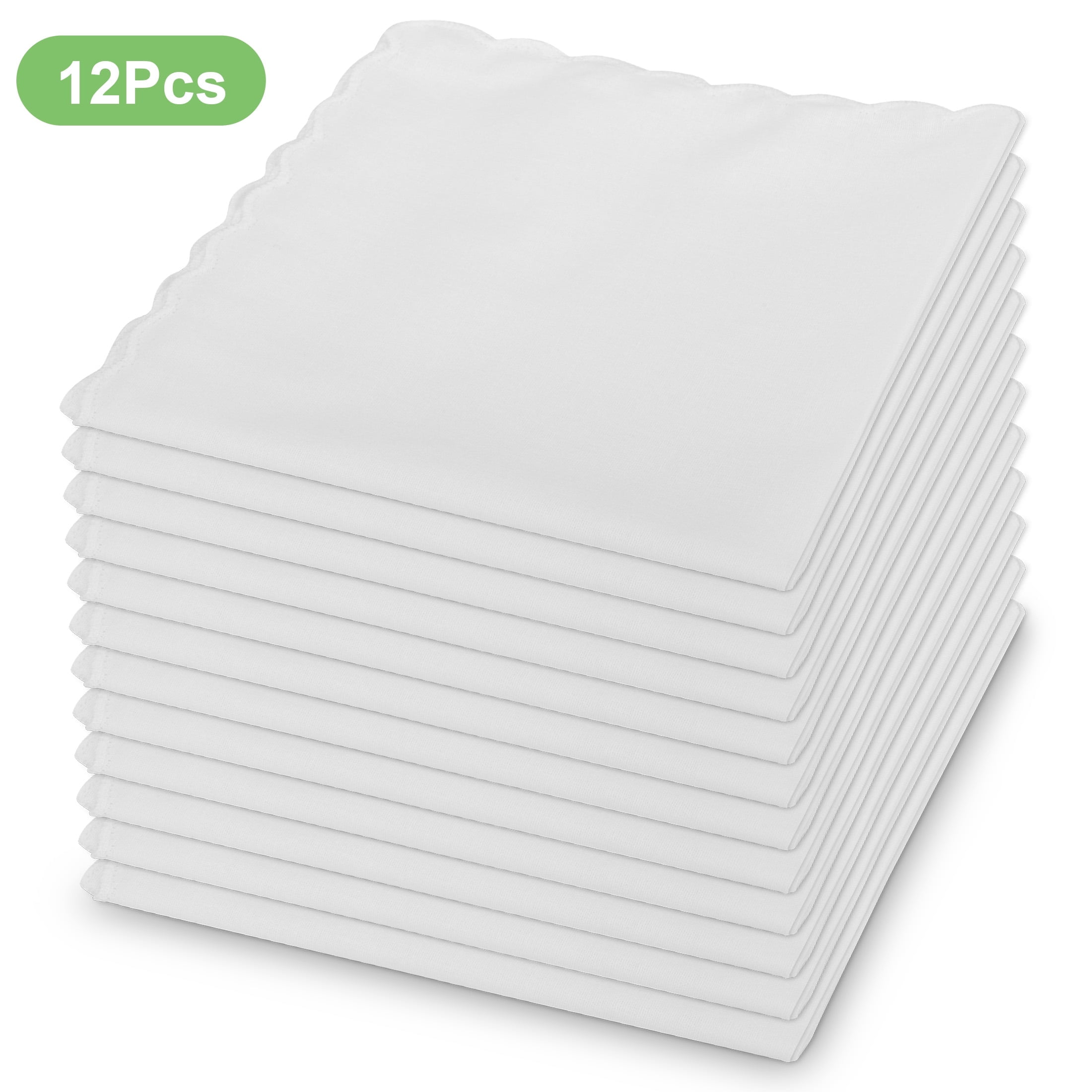 12pcs 100% Cotton White Handkerchiefs, EEEkit 12''x12'' Men's Hankies ...
