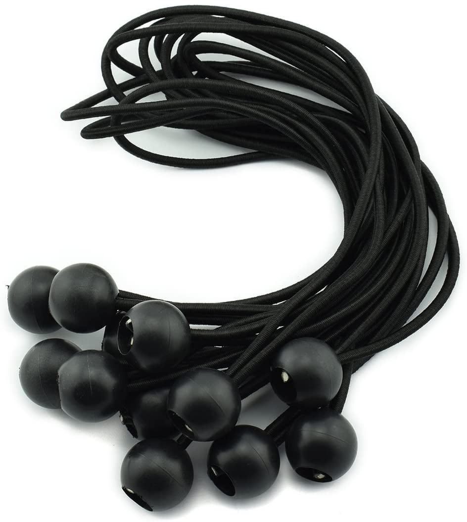 12pcs 12 Inches (30cm) Ball Bungee Cords Black Elastic String Canopy ...