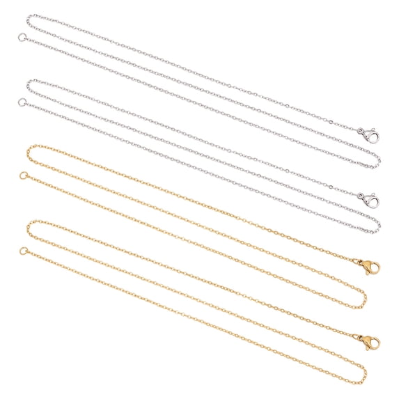 12pcs 19.68inch/50cm Golden Stainless Steel Color Cable Chain Stainless Steel Cable Chains 1.5mm ...