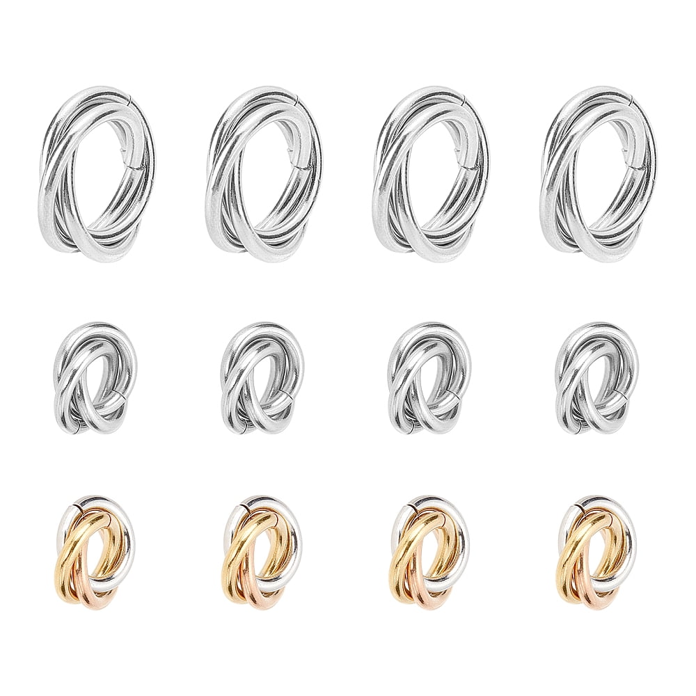 12pcs 2 Colors 2 Sizes Stainless Steel Linking Rings Interlocked ...