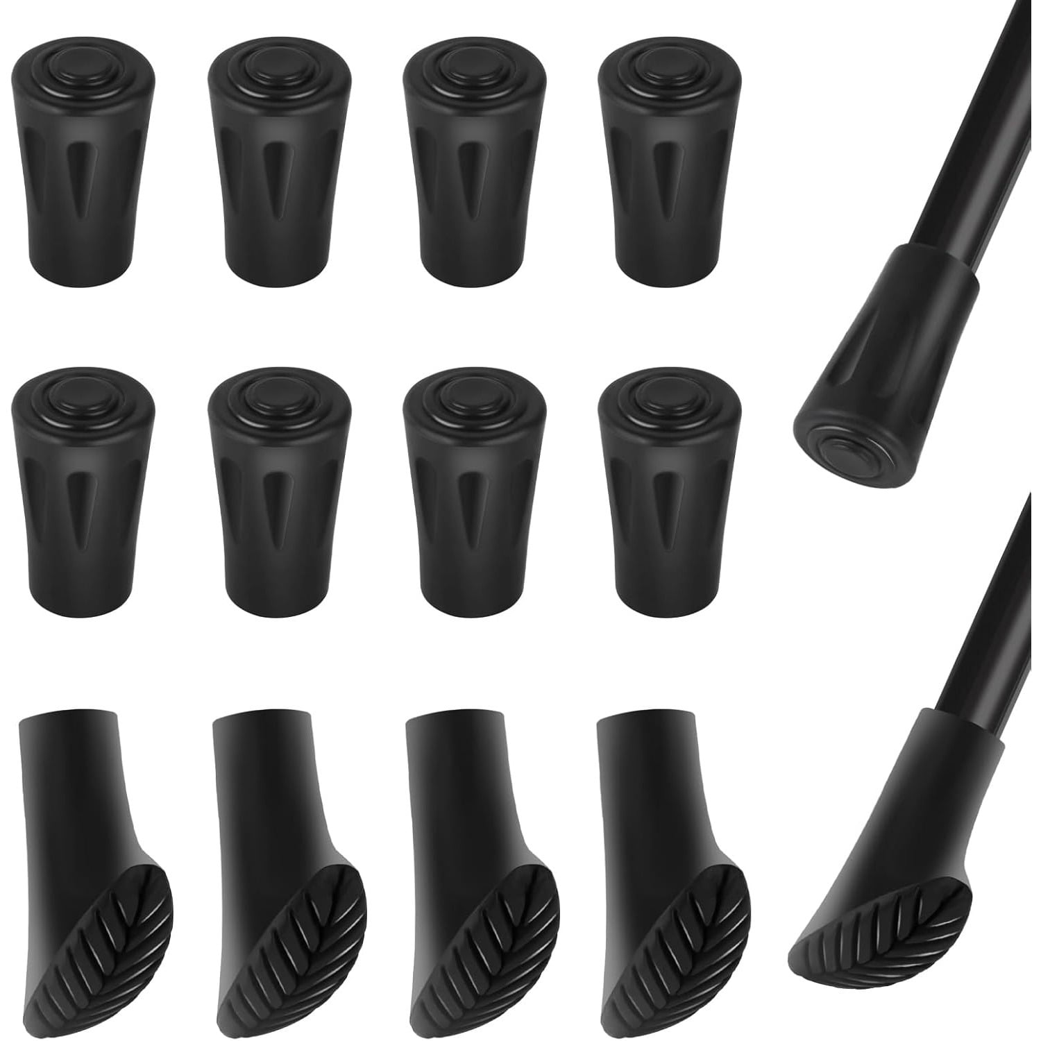12pcs 2 Styles Black Color Nordic Walking Poles, Non-Slip Hiking Poles ...
