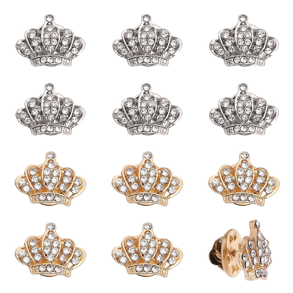12pcs 2 colors Rhinestone Lapel Pins Alloy Badge for Backpack Clothes ...