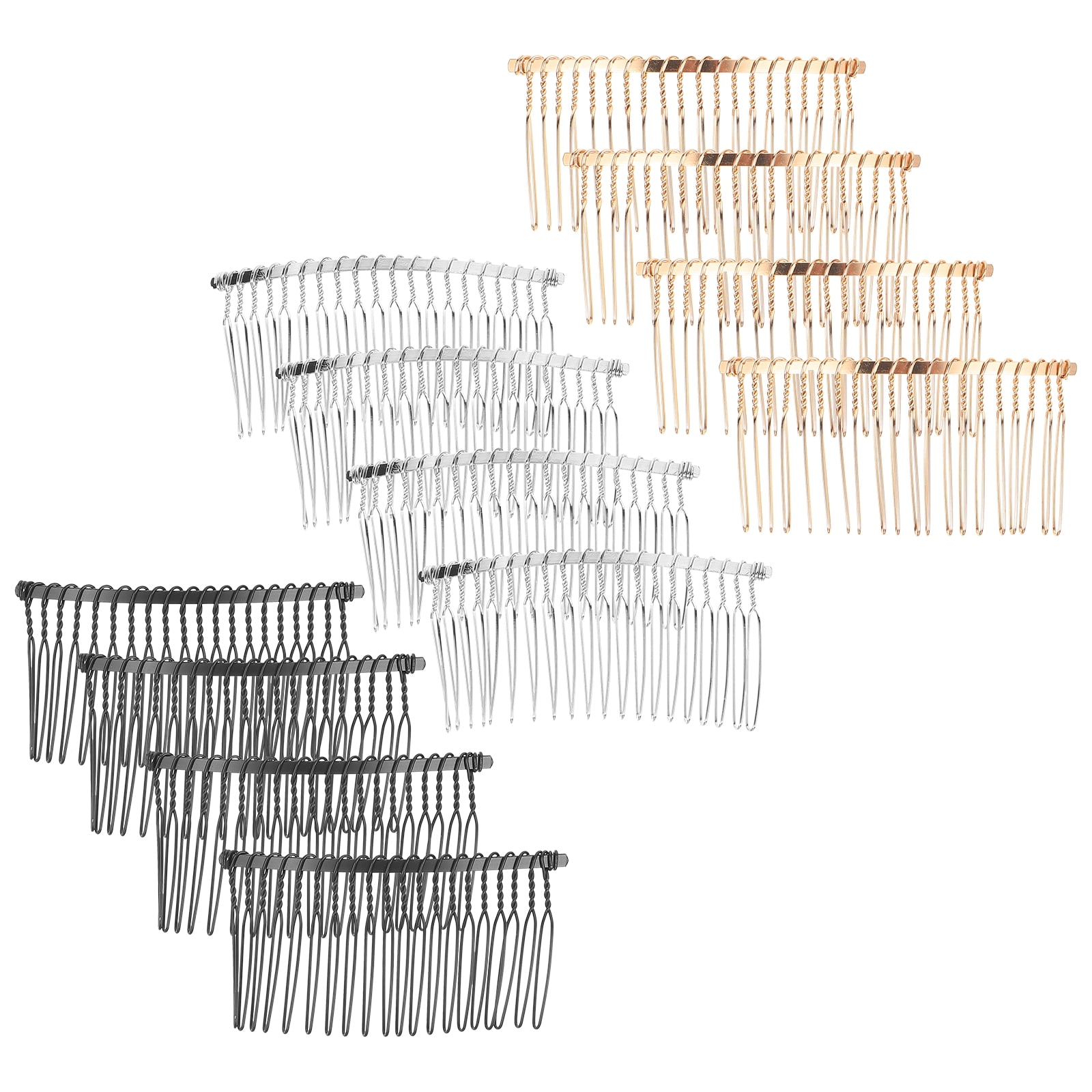 12pcs 20 Teeth Hair Clip Combs Fancy DIY Metal Wire Hair Side Combs ...