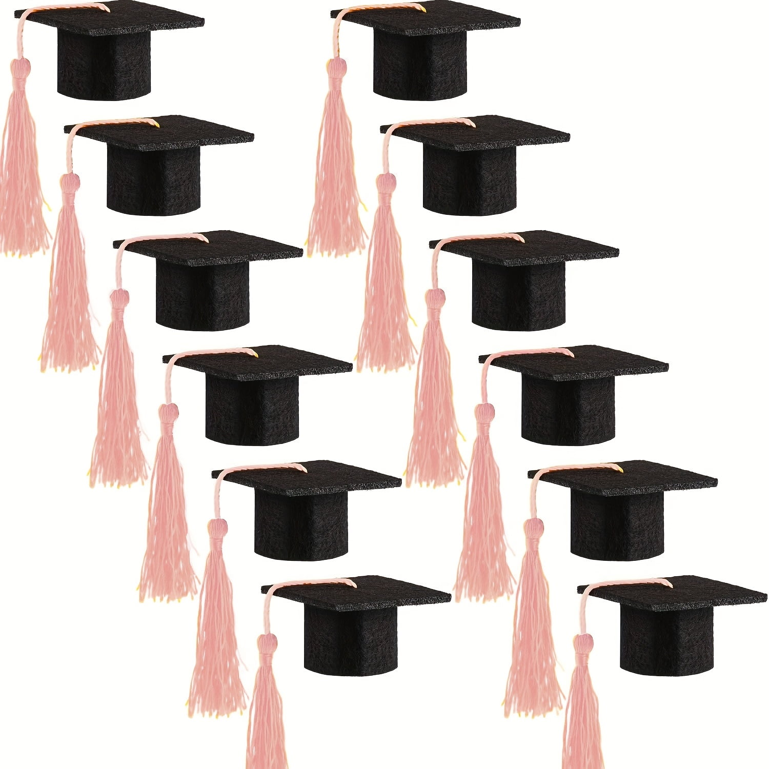 12pcs 2025 Mini Graduation Caps with tassels Grad Hat Cake Wine Bottle ...