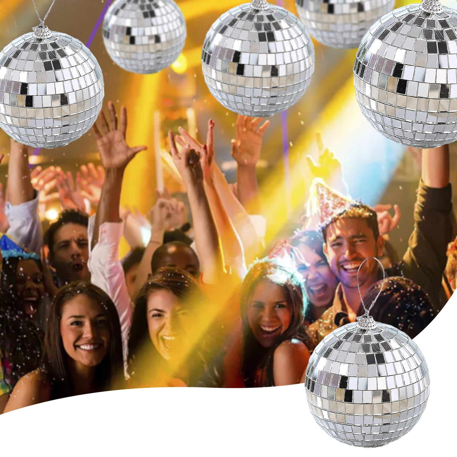 12PCS 2025 New Mirror Reflective Ball 4Cm Small Disco Hanging Outdoor ...