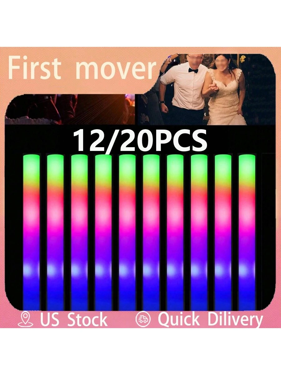 12pcs/20pcs 18.9 Inch LED Foam Glow Sticks With 3 Flashing Modes ...