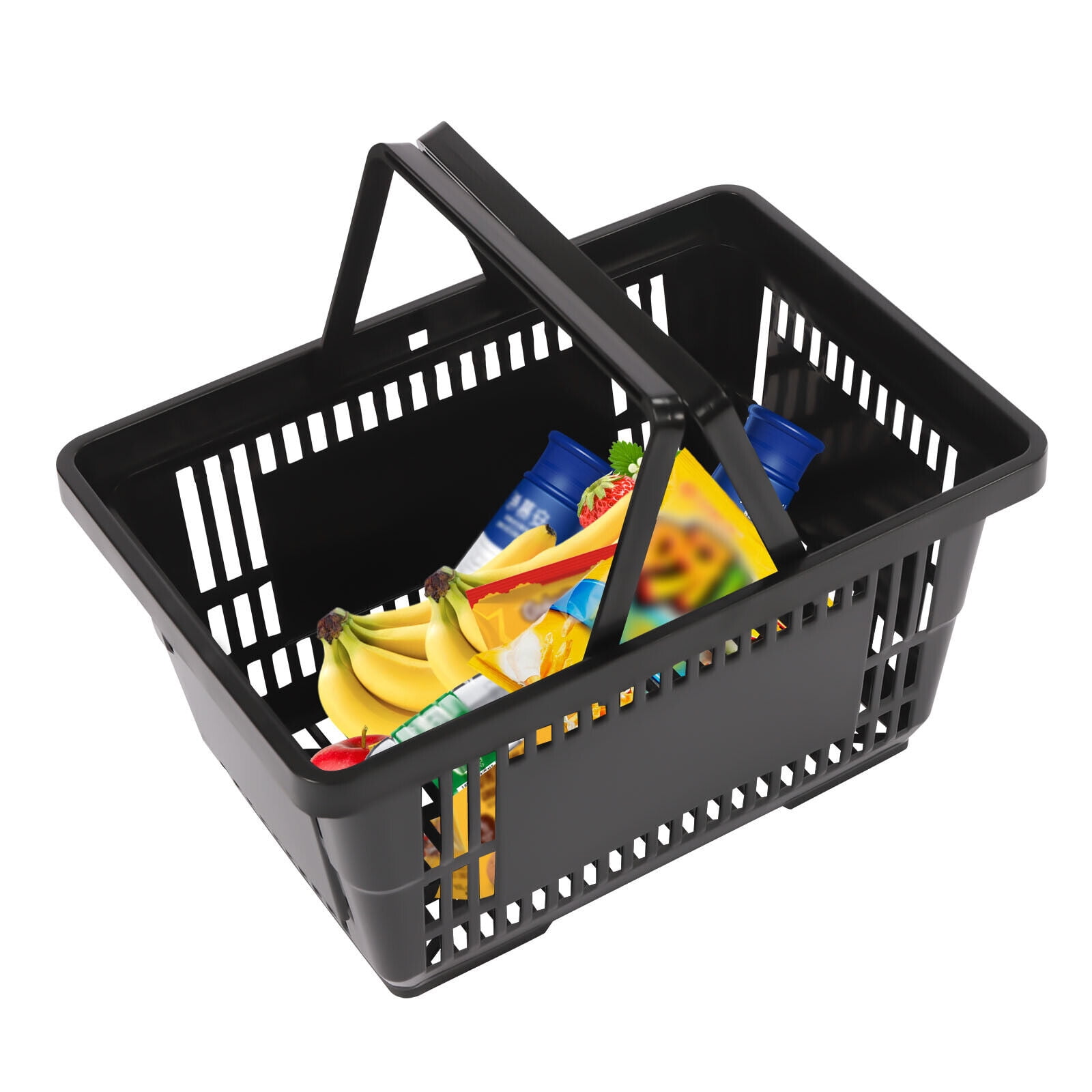 12pcs 21L Shopping Basket Black, Mesh Shopping Baskets with Handles 17 ...