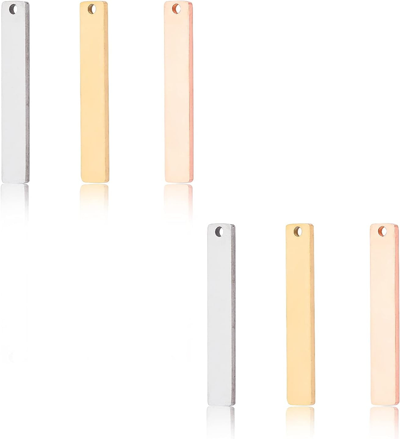 12pcs 3 Colors 32mm Rectangle Hypoallergenic Charms Stainless Steel ...