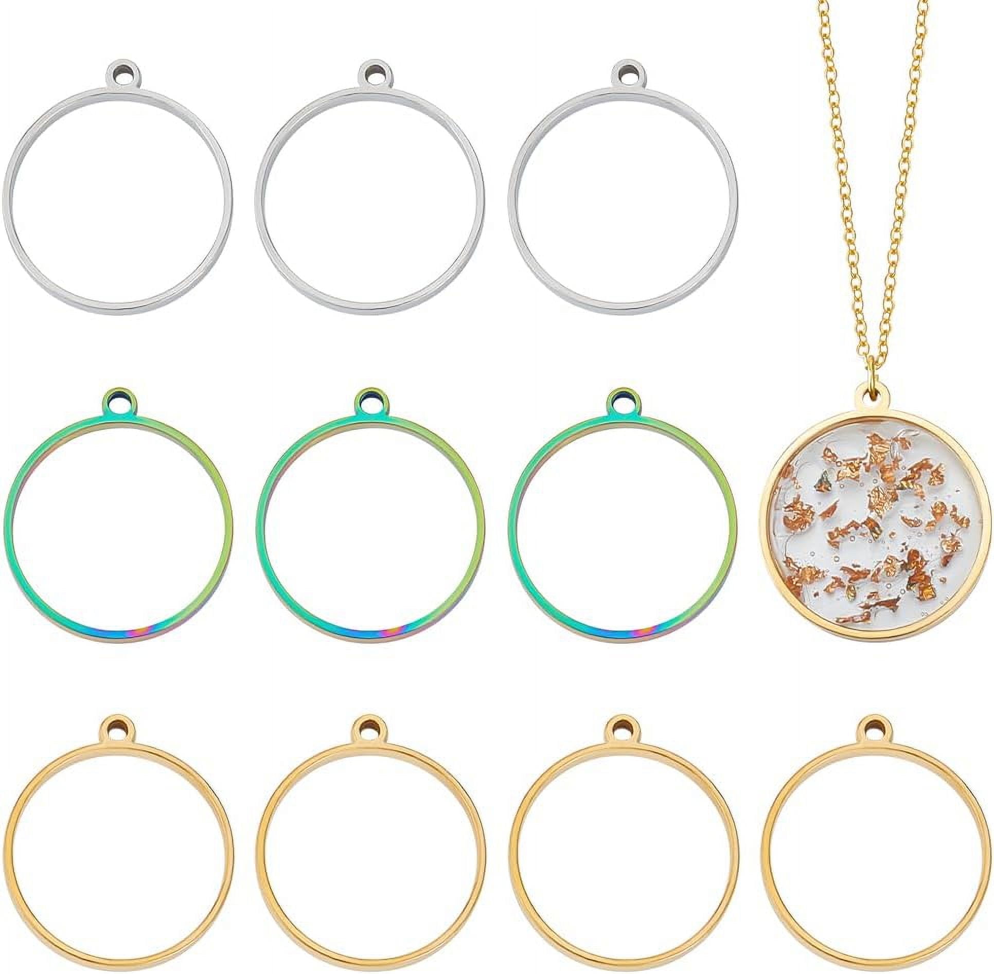 12pcs 3 Colors Round Open Back Bezel Pendants Stainless Steel Ring ...