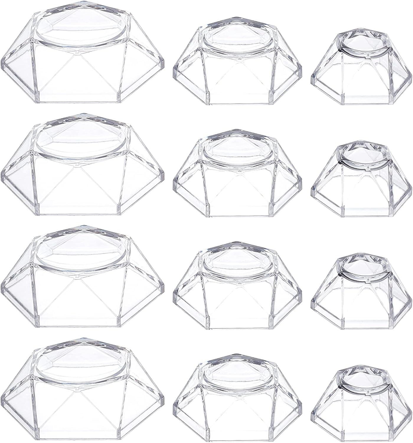 12pcs 3 Mixed Sizes Acrylic Hexagon Display Holder Clear Crystal Ball ...