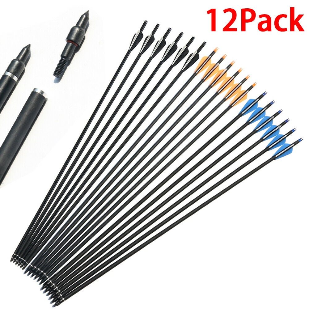 12pcs 30" Carbon Arrows OD 7.8mm Spine 500 Hunt Archery For Recurve ...