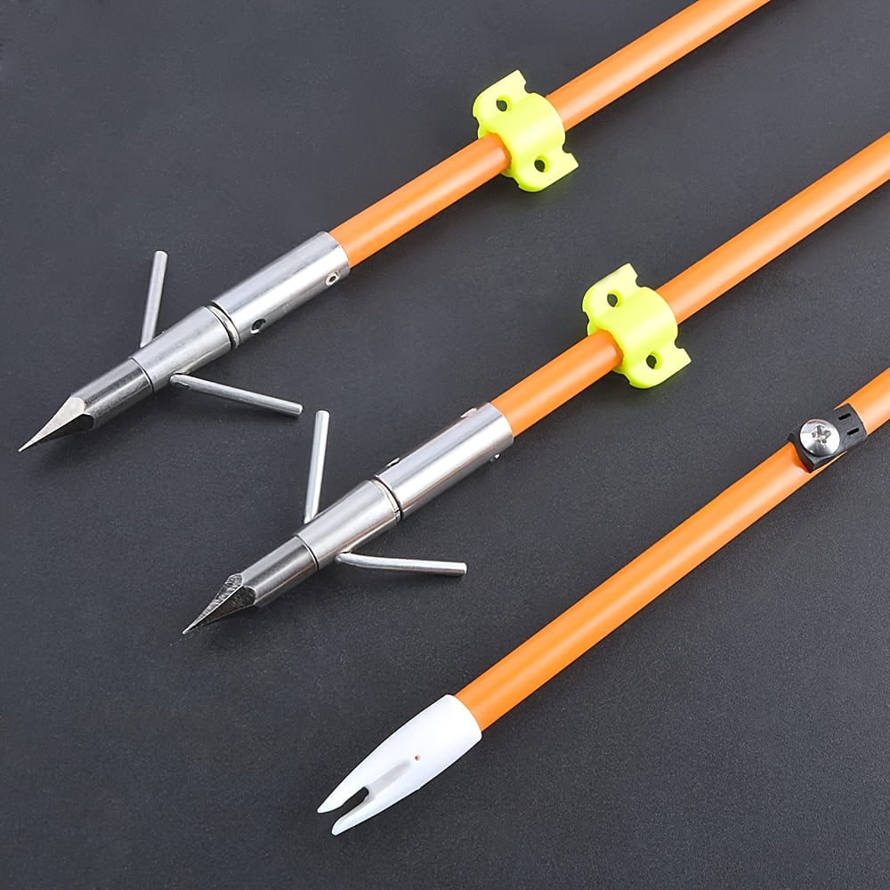 12pcs 32" Bowfishing Arrows Fiberglass Broadheads Archery Bow Fishing ...
