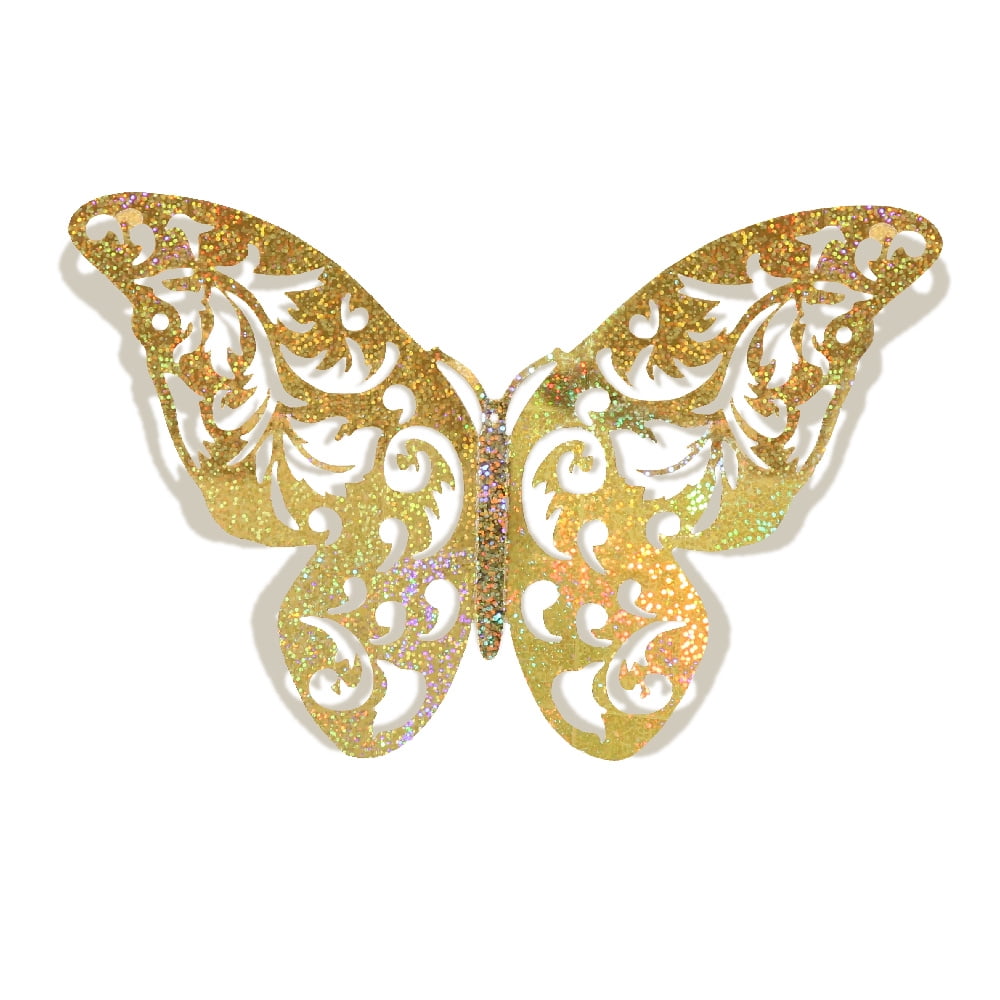12pcs 3D Butterfly Wall Decor Stickers Sequined Silver Gold Butterfly ...