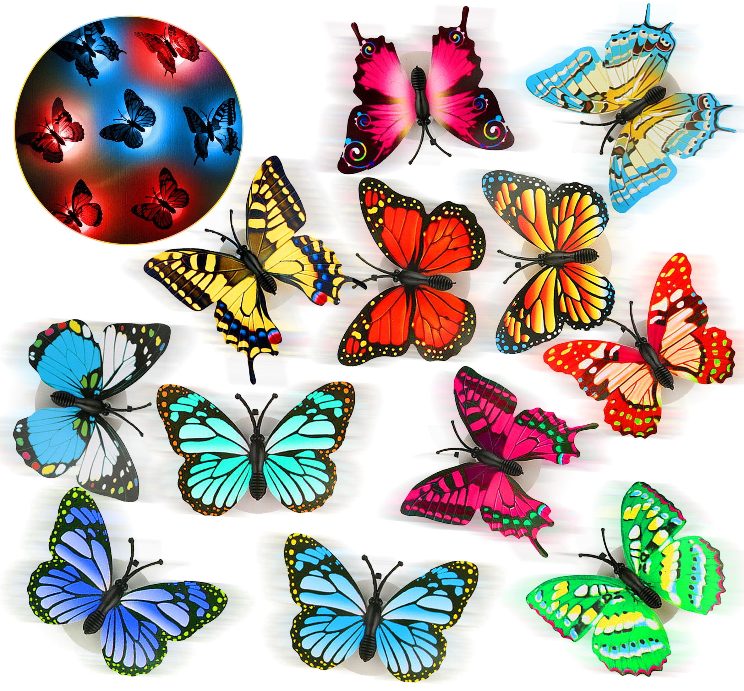 EEEkit 12Pcs 3D Butterfly LED Wall Stickers, Removable Decals, Luminous ...