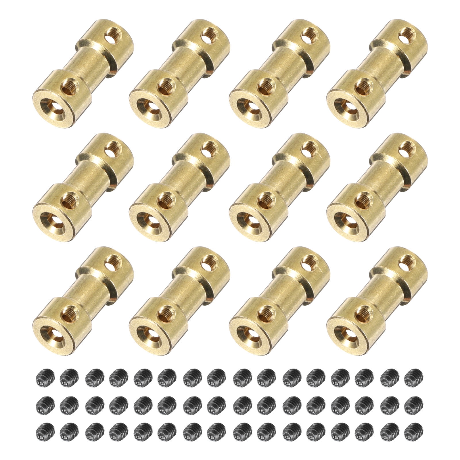 12pcs 3mm to 3mm Brass Shaft Coupling Joint Connector with Screws ...