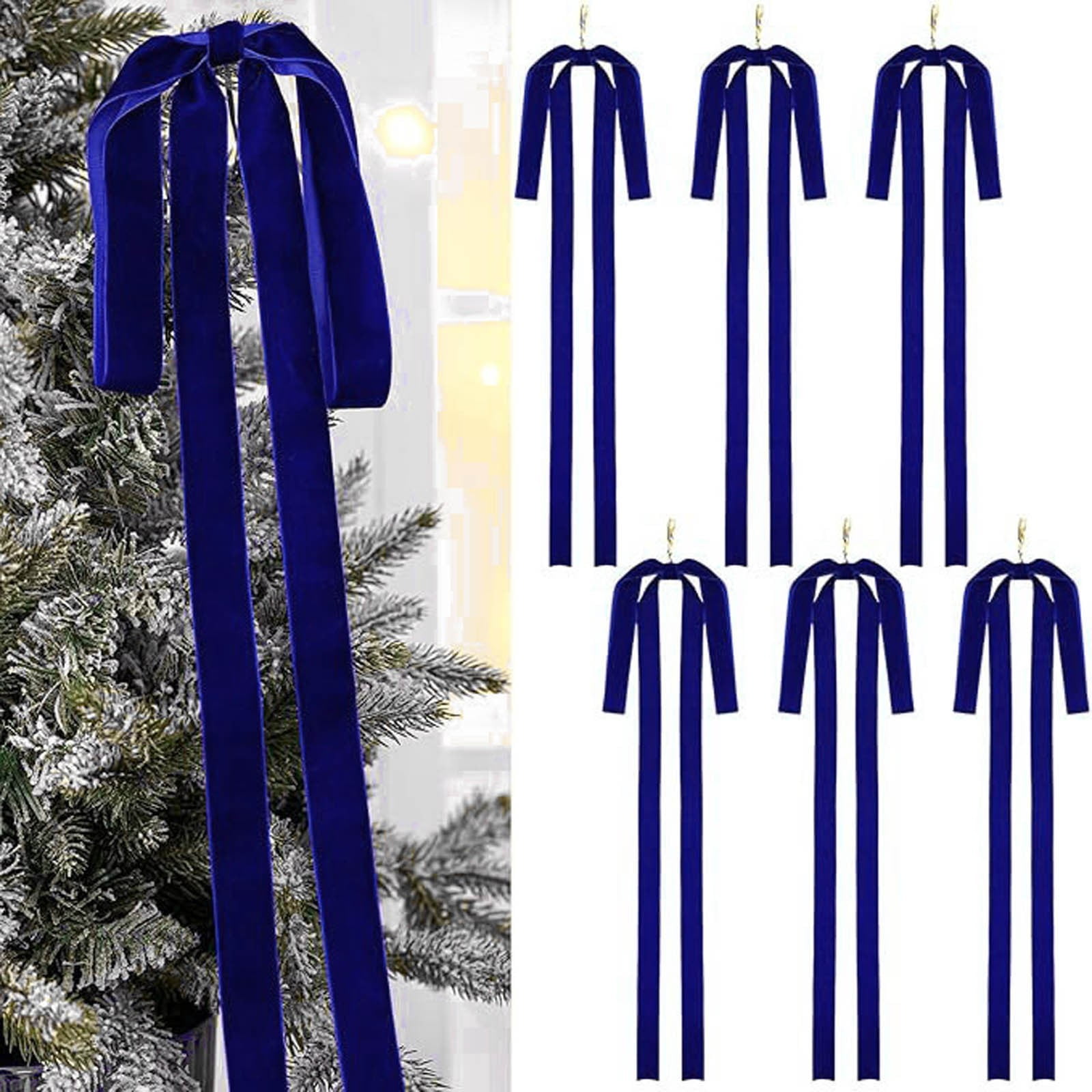 12pcs 40x60cm Extra Large Velvet Bow Pendants - Festive Christmas Tree ...
