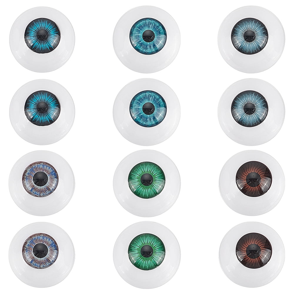 12pcs 6 Colors Half Round Plastic Eyes 1 inch Eyeballs Realistic ...
