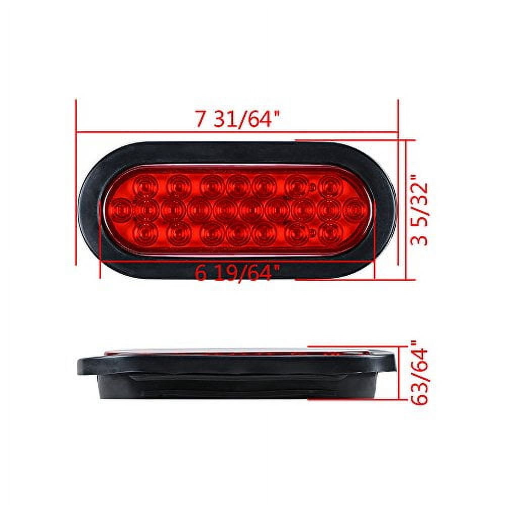 12pcs 6" Oval Oblong 24-LED Red Brake Stop Tail Light Grommet Wiring ...