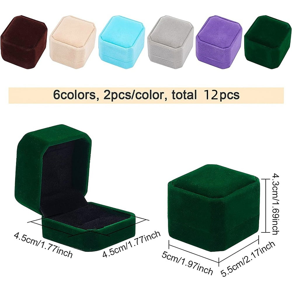 12pcs 6 colors Square Velvet Ring boxes Jewelry box set Single Ring box ...