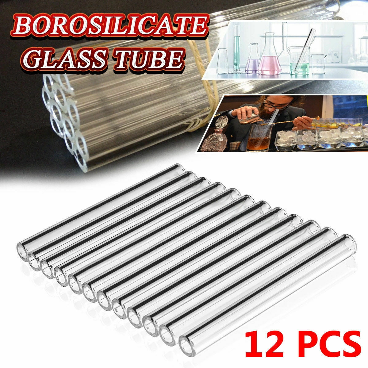 12pcs 8mm OD Pyrex Glass Tubes Borosilicate Glass Blowing Tubing Clear ...