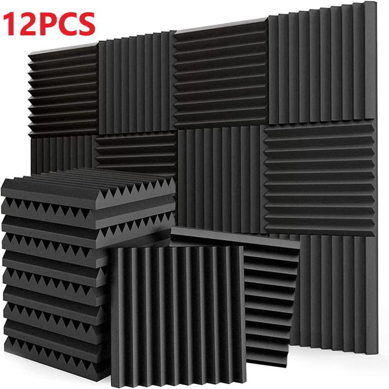 12pcs-96pcs Black Soundproof Wall Pad , 12"X12"X1" Acoustic Foam Panel ...