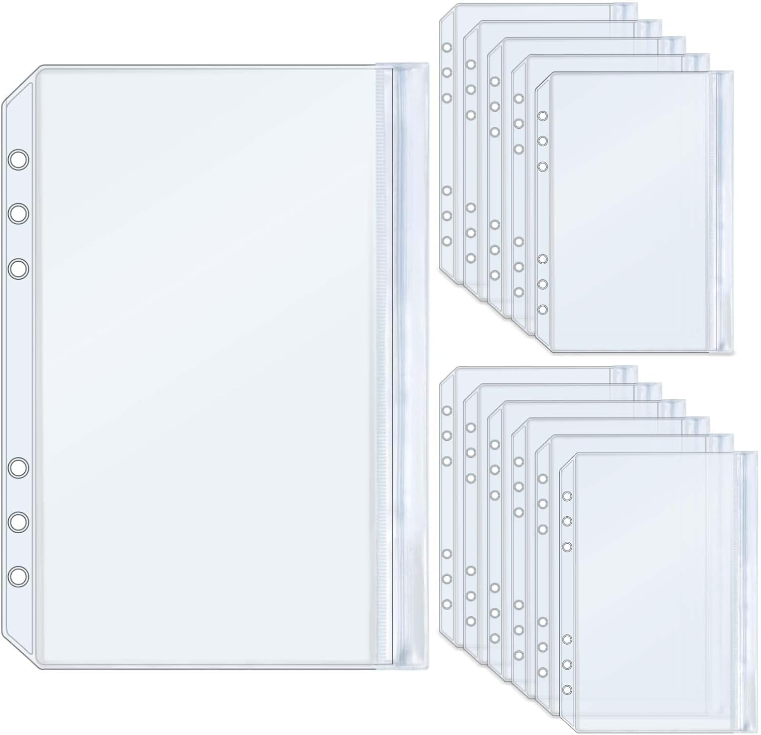 12pcs A5 Cash Stuffing Envelopes Binder Pockets Clear PVC 6 Hole Double ...
