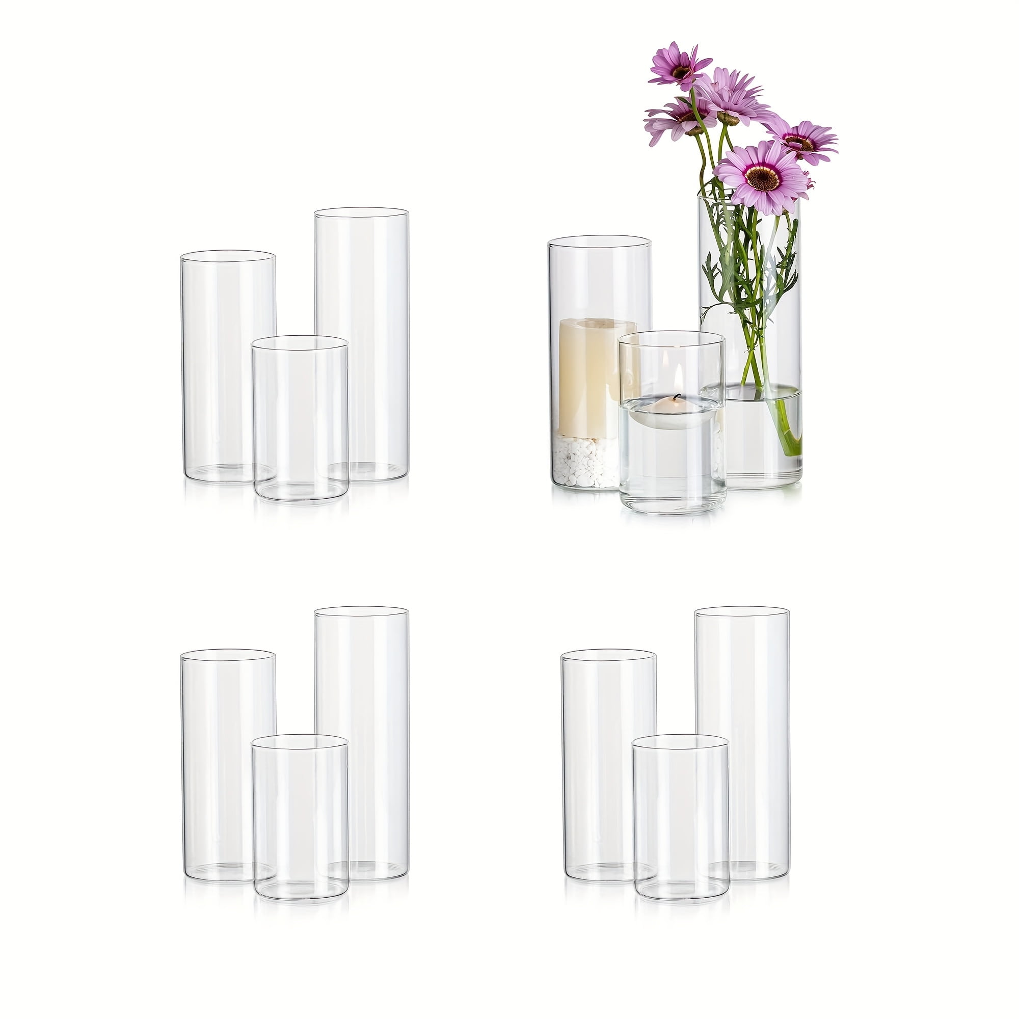 12pcs Acrylic Cylinder Vases, Glam Style Clear Decorative Vases, for ...