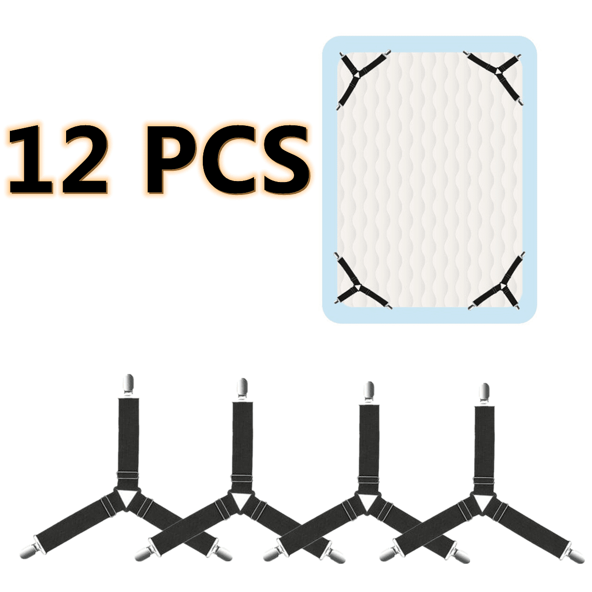 12pcs Adjustable Triangle Bed Mattress Sheet Holder Straps Clips ...