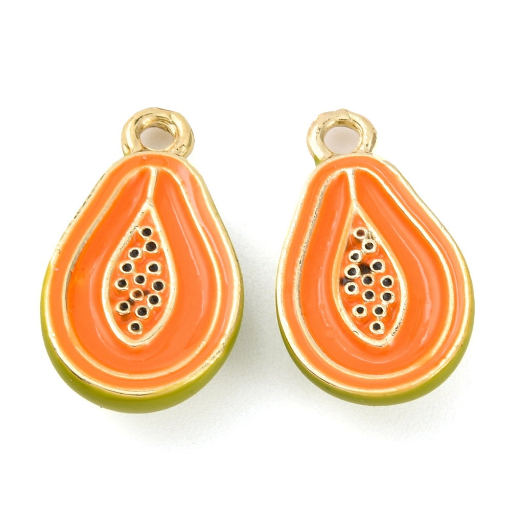 12pcs Alloy Enamel Pendants Fruits Charms papaya 19.5x11.5x5mm Hole: 1 ...