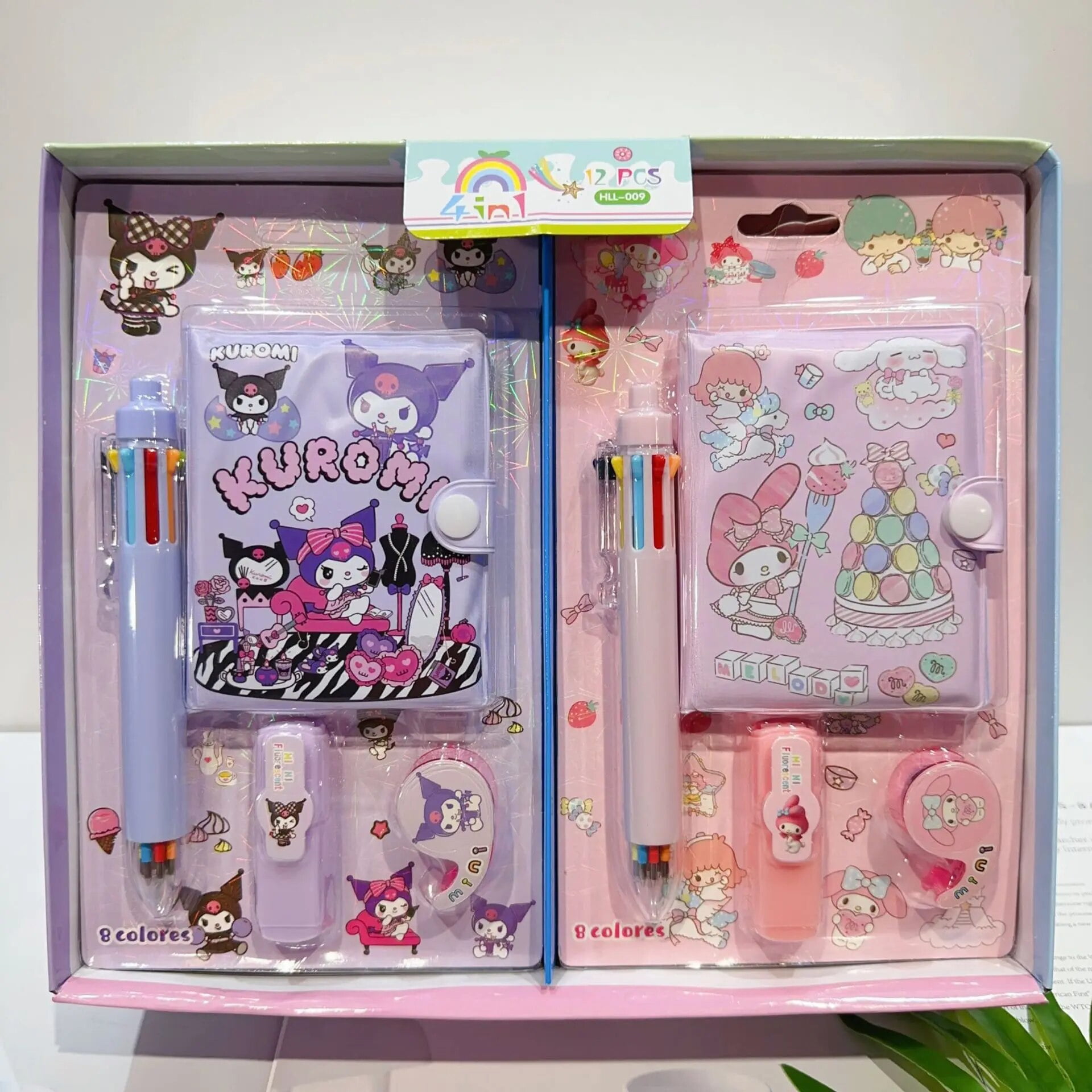 12pcs Anime Kawaii Sanrio Kuromi Notebook Set Cinnamoroll My Melody 8 ...